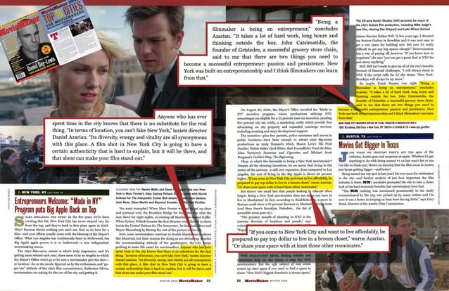 Daniel Azarian Interview in Moviemaker Magazine | PDF