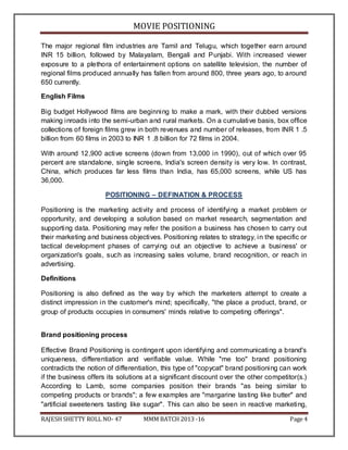 Movie positioning advt project (autosaved) | DOCX