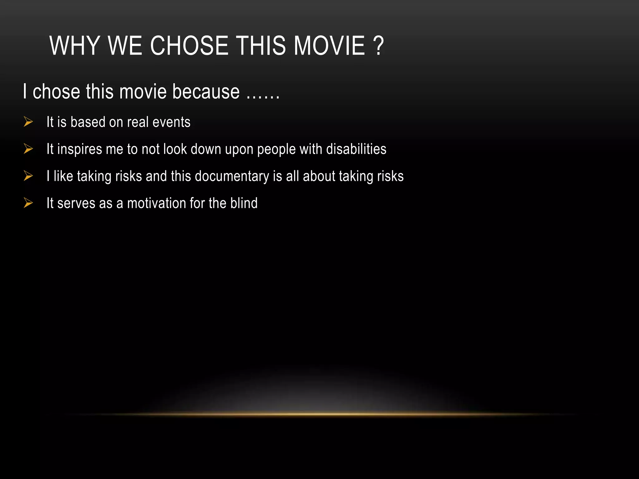 Movie Presentation "BLIND SIGHT" | PPT