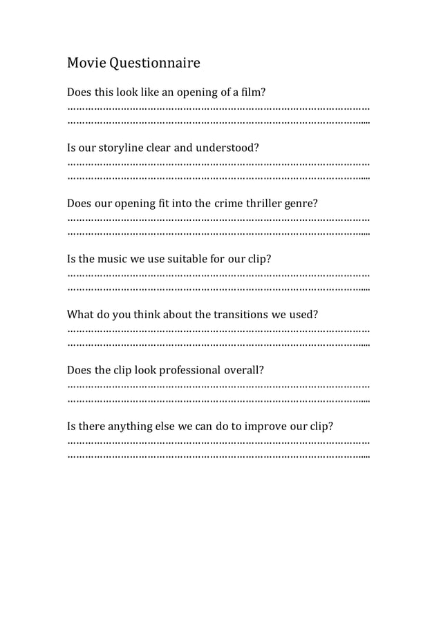 Movie questionnaire (prior to editting) | PDF
