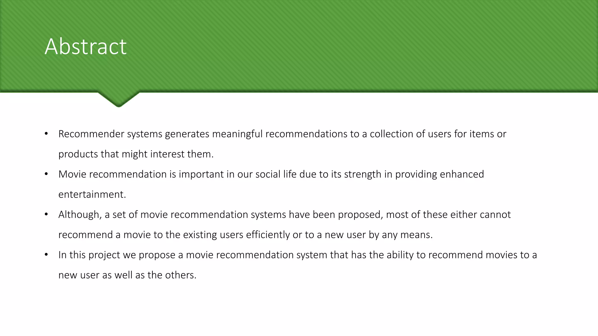 Movie recommendation Engine using Artificial Intelligence | PPT