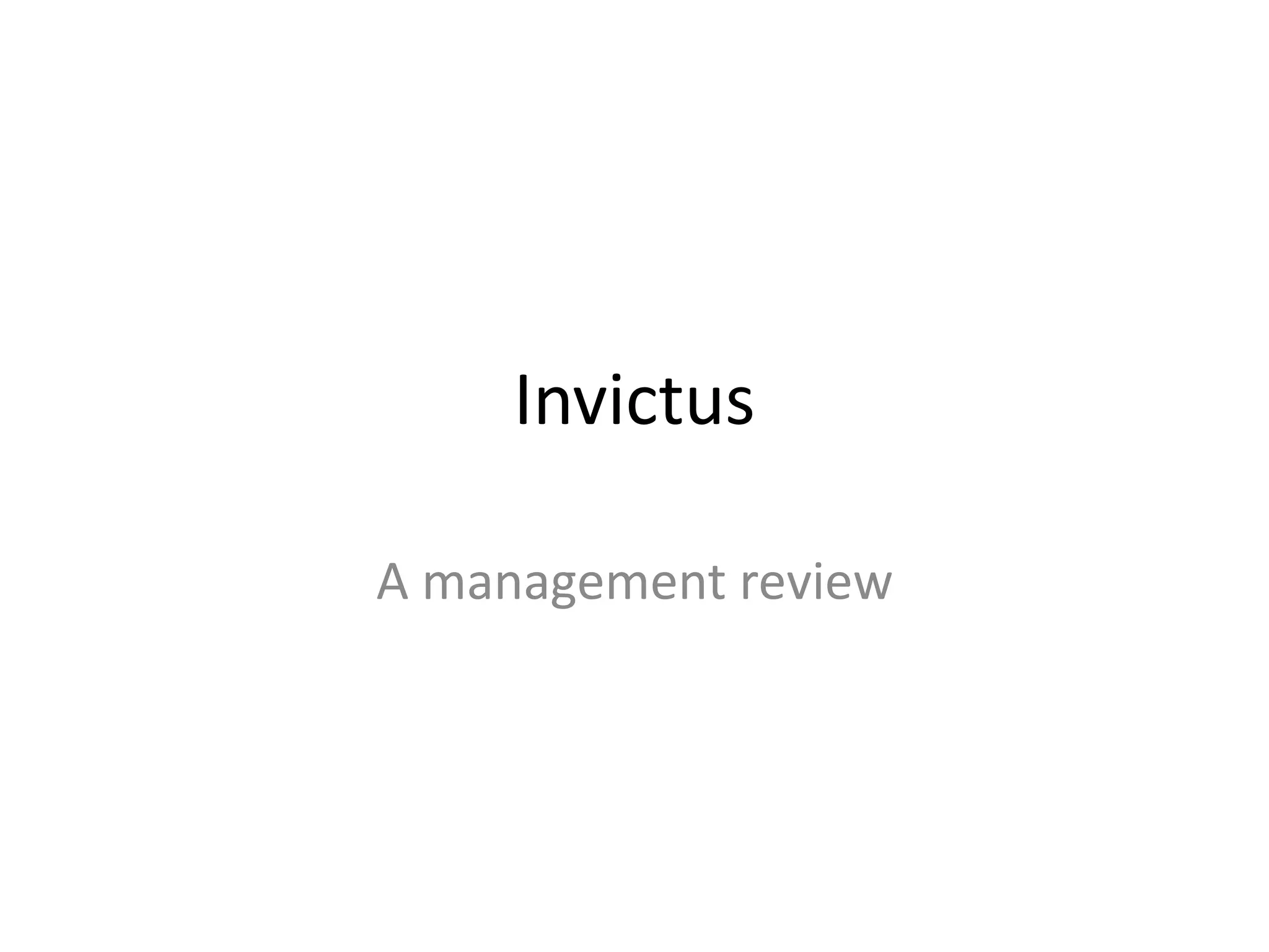 Leadership Lessons Invictus | PPTX