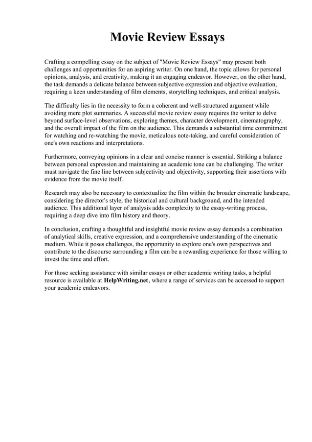 Movie Review Essays.pdf | Screenwriting | Content Production