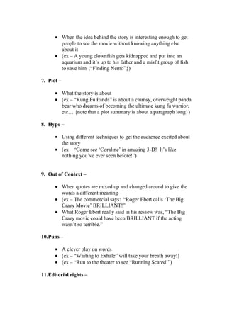 Movie review terms | DOCX