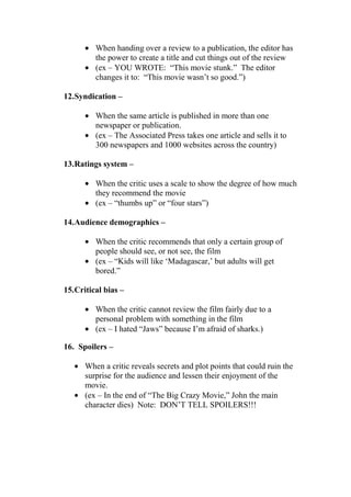 Movie review terms | PDF