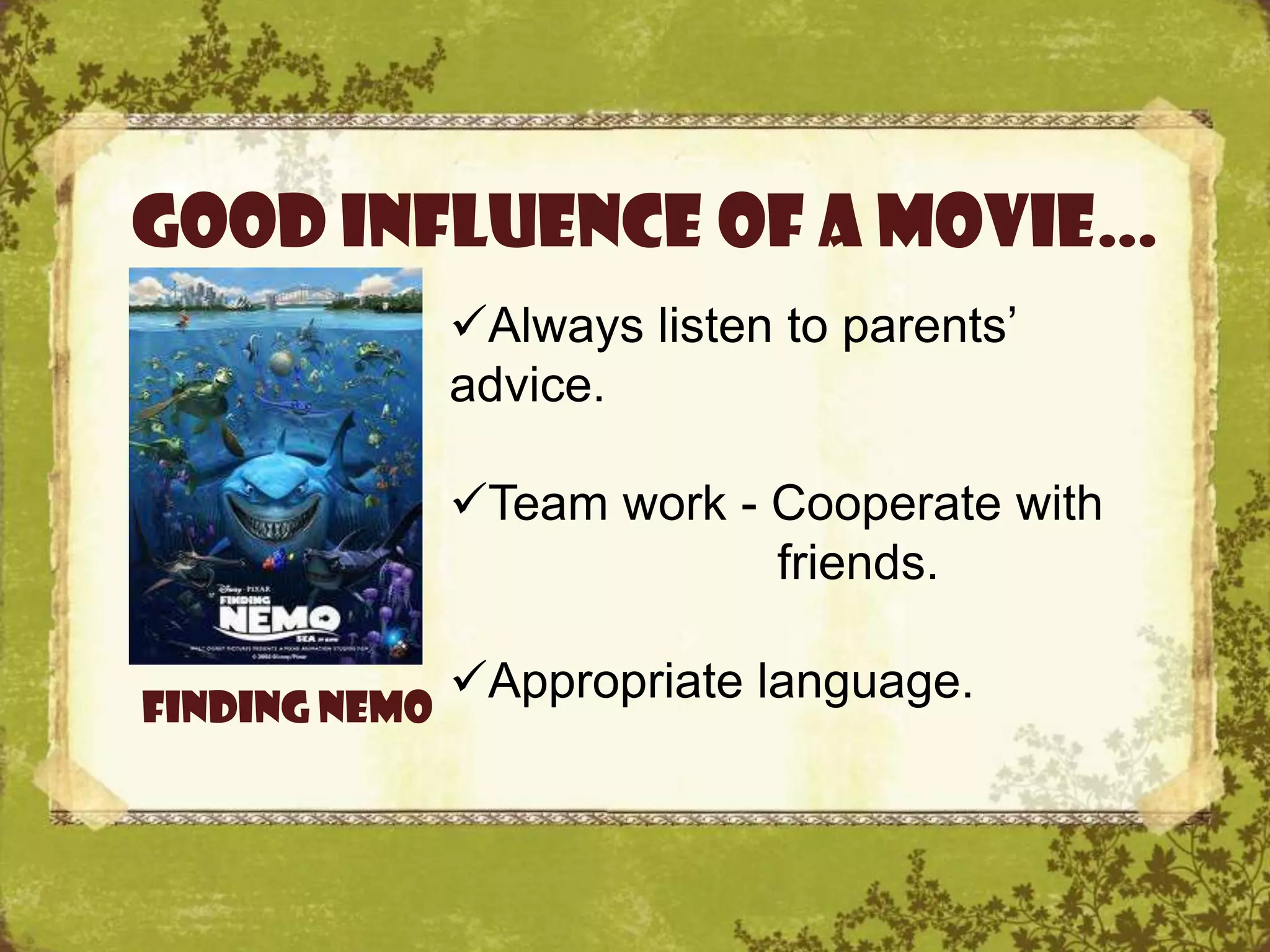 bad n good influence of movies | PPTX