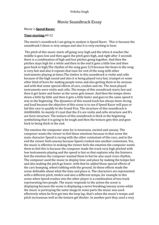 Movie soundtrack essay | DOCX