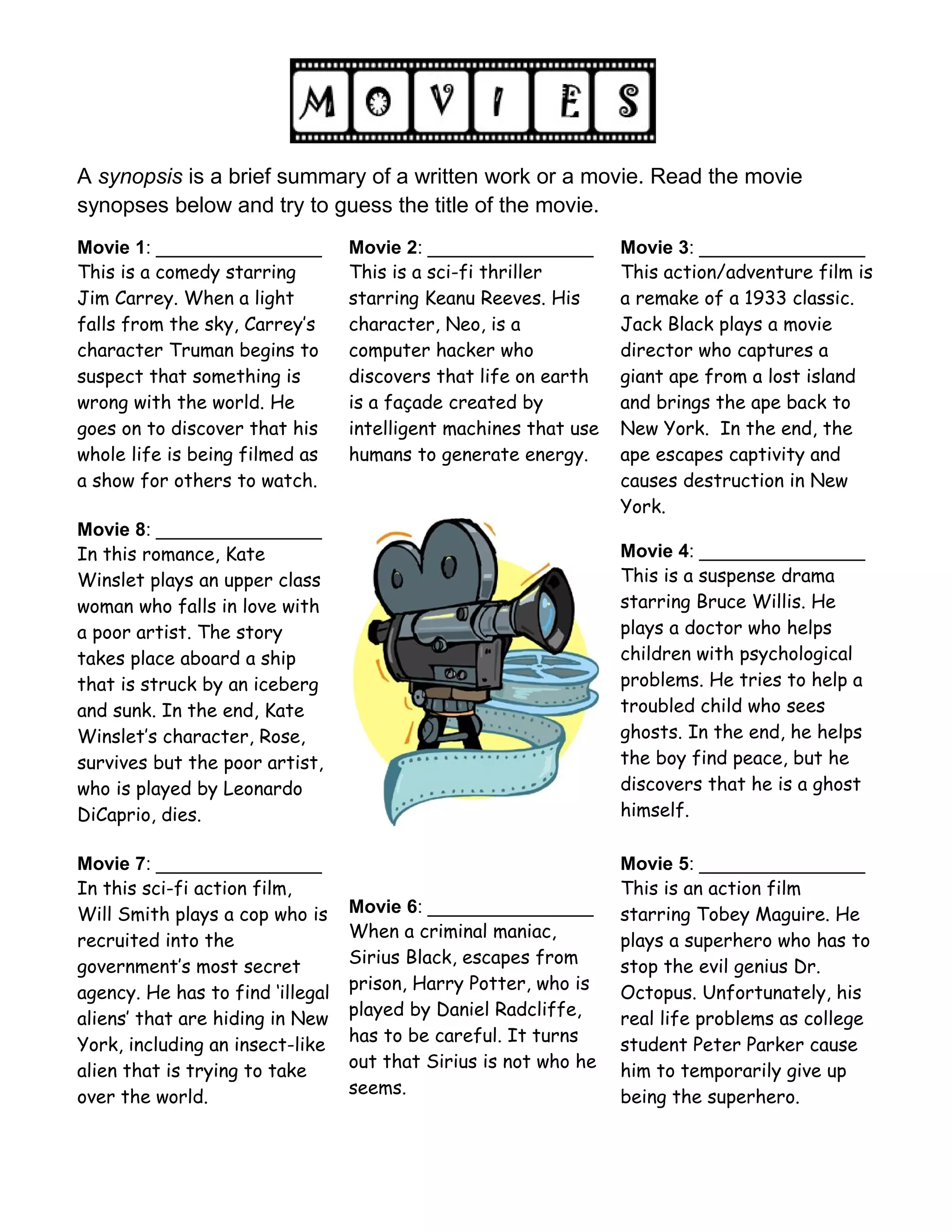 Movie synopses | DOC