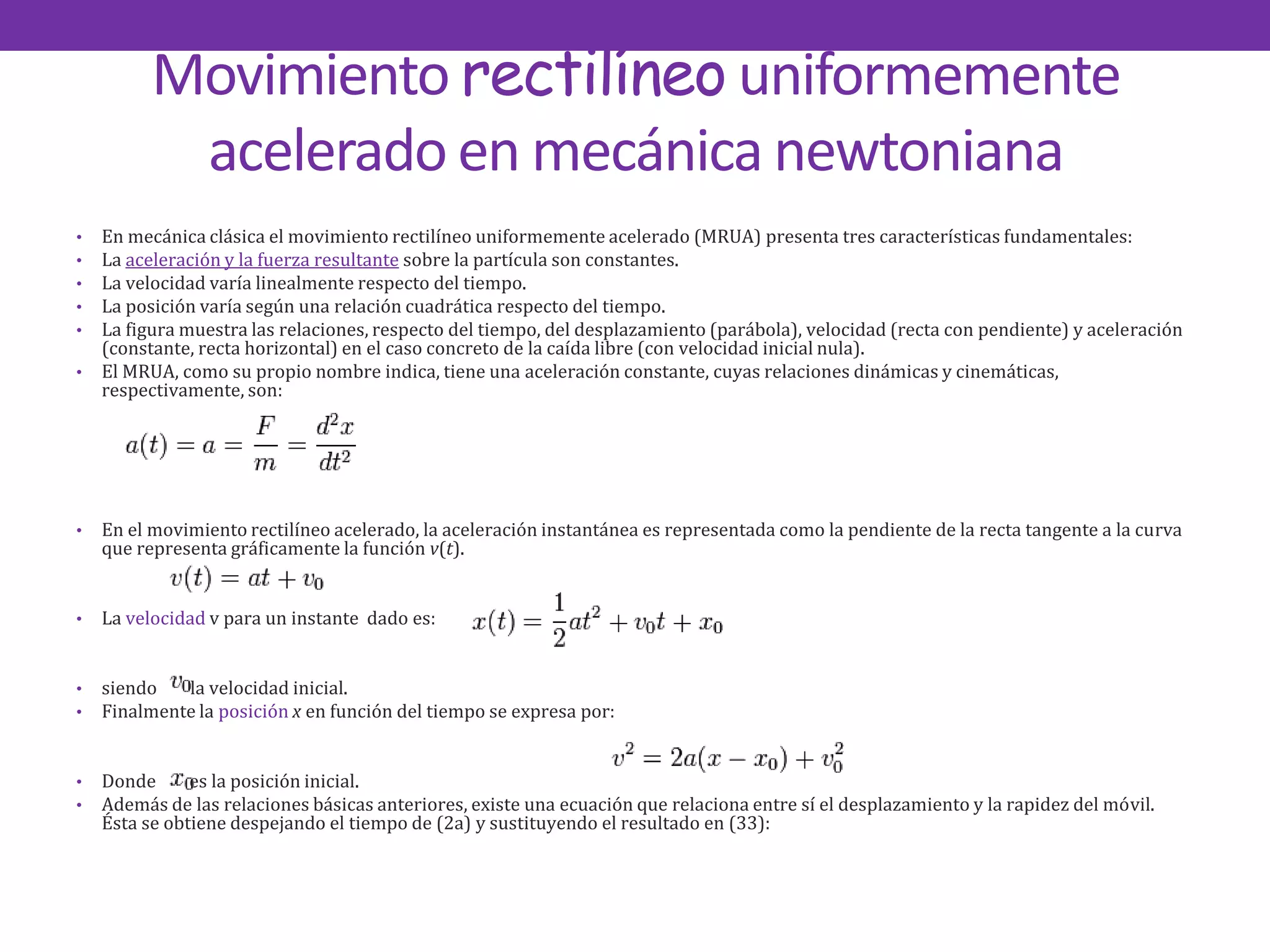 Movimiento rectilíneo uniformemente acelerado | PPTX