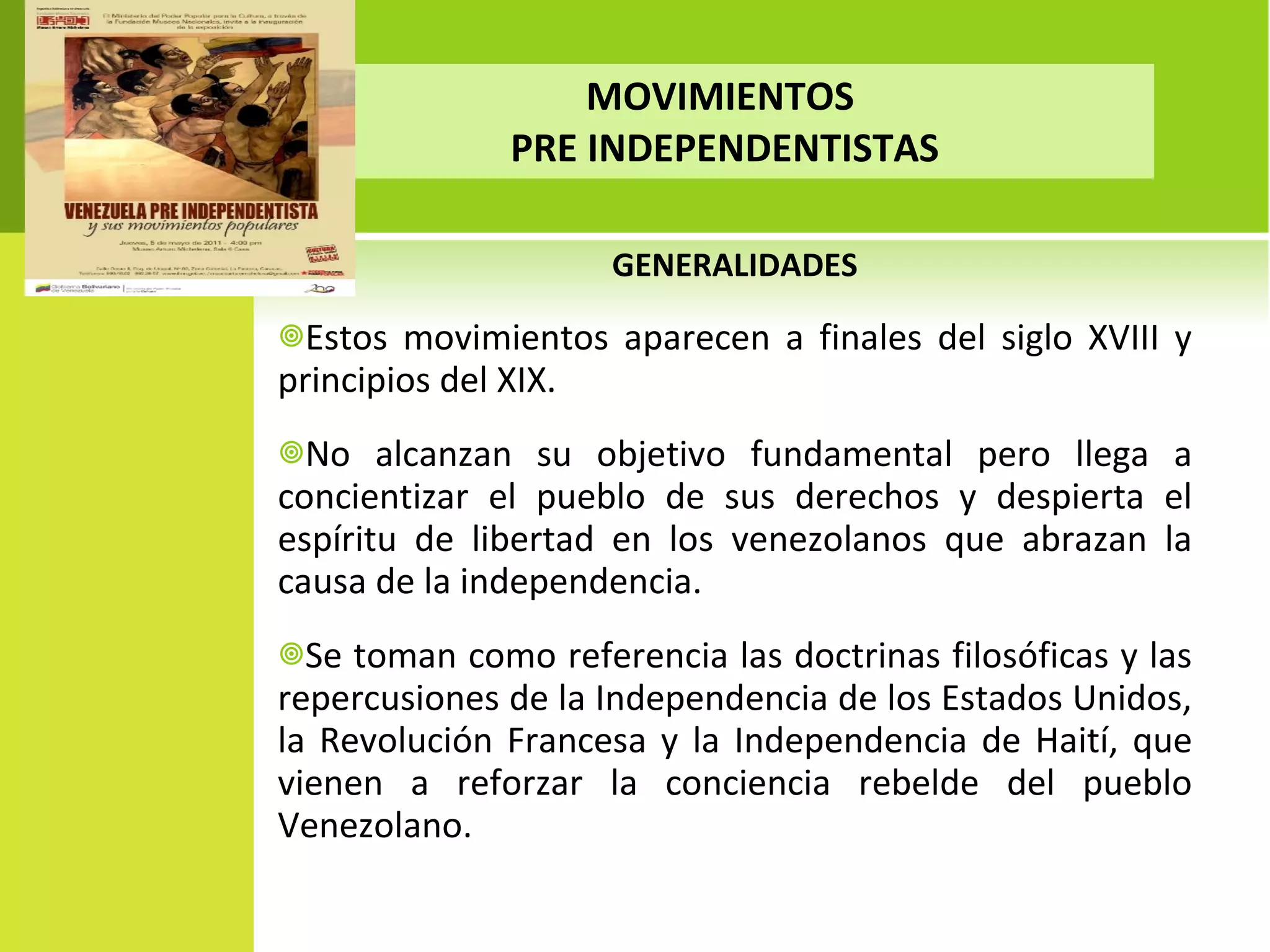 Movimientos pre independentistas | PPT