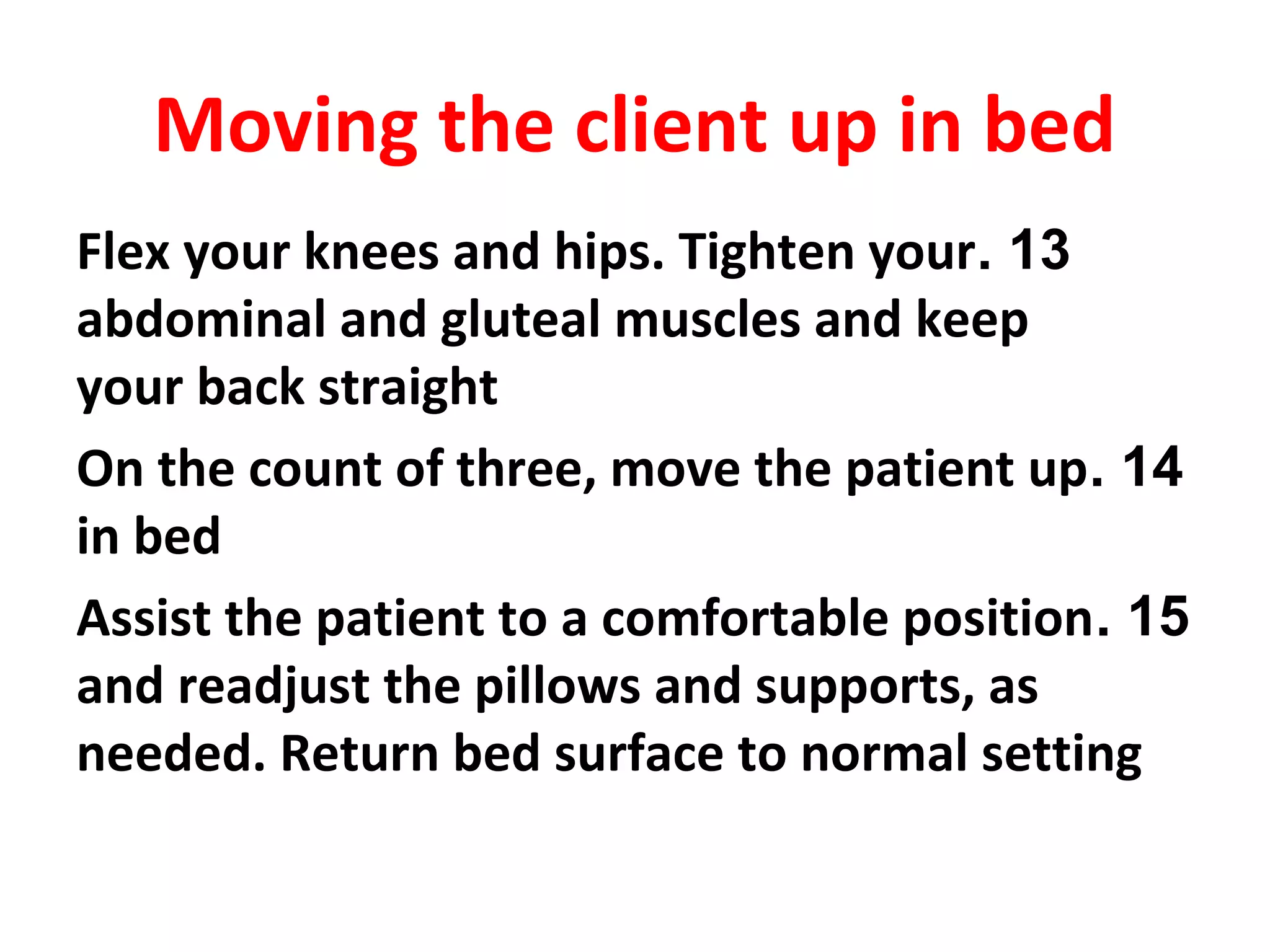 Moving and turning the client in bed | PPT