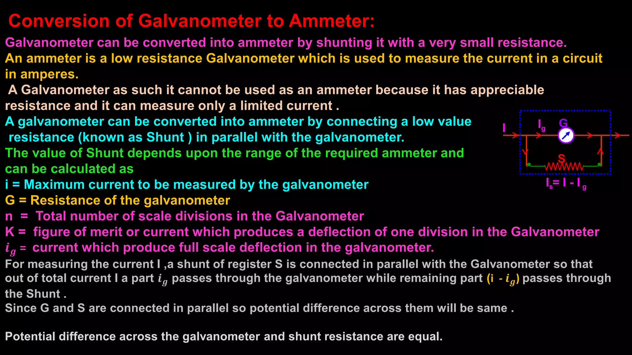 1 Conversion Of Galvanometer Into Ammeter And Voltmeter 2 Differences