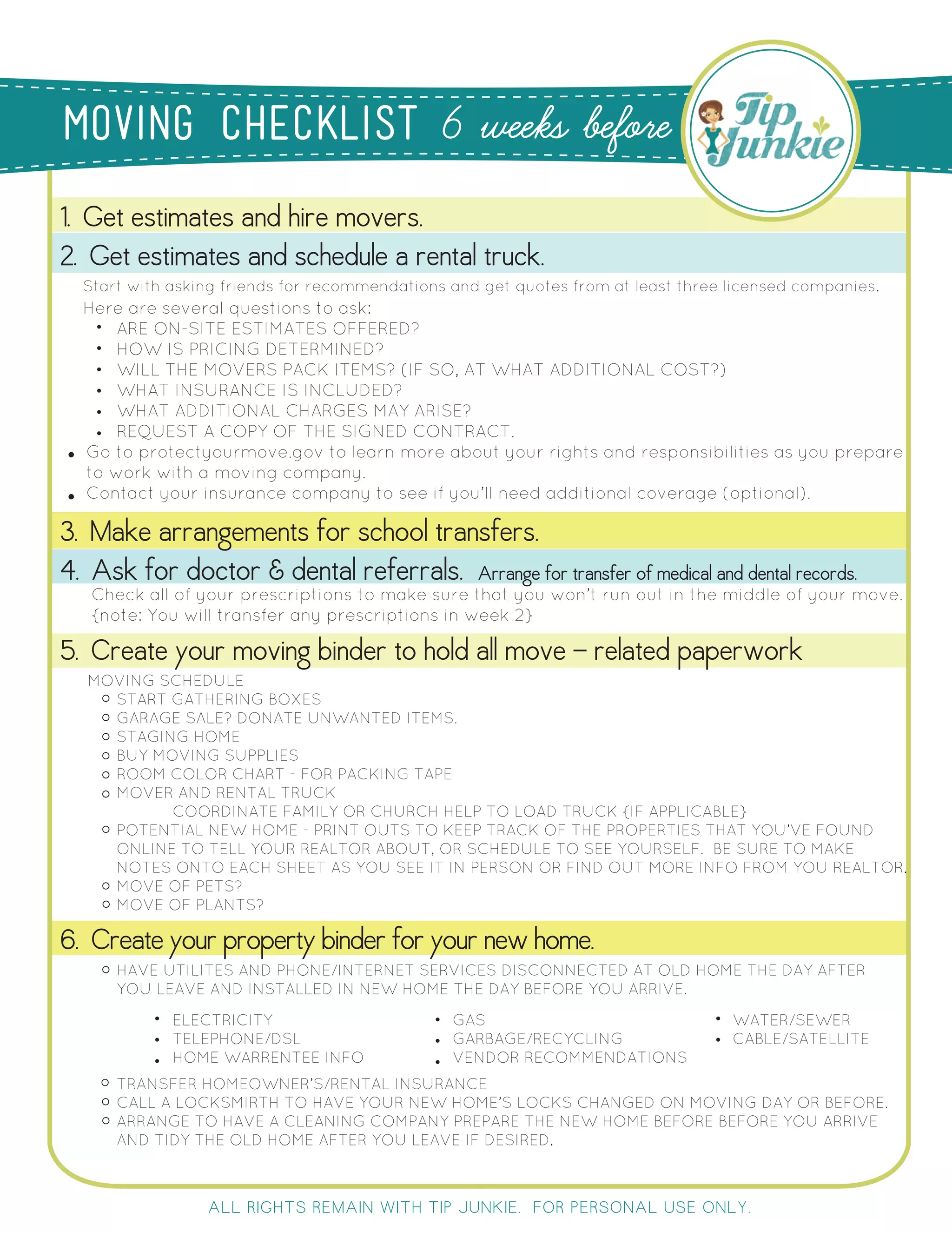 Moving Checklist | PDF