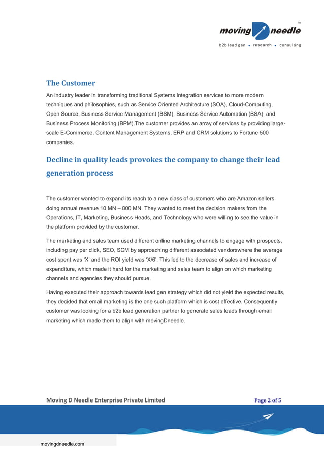 e-commerce - lead generation case study | PDF