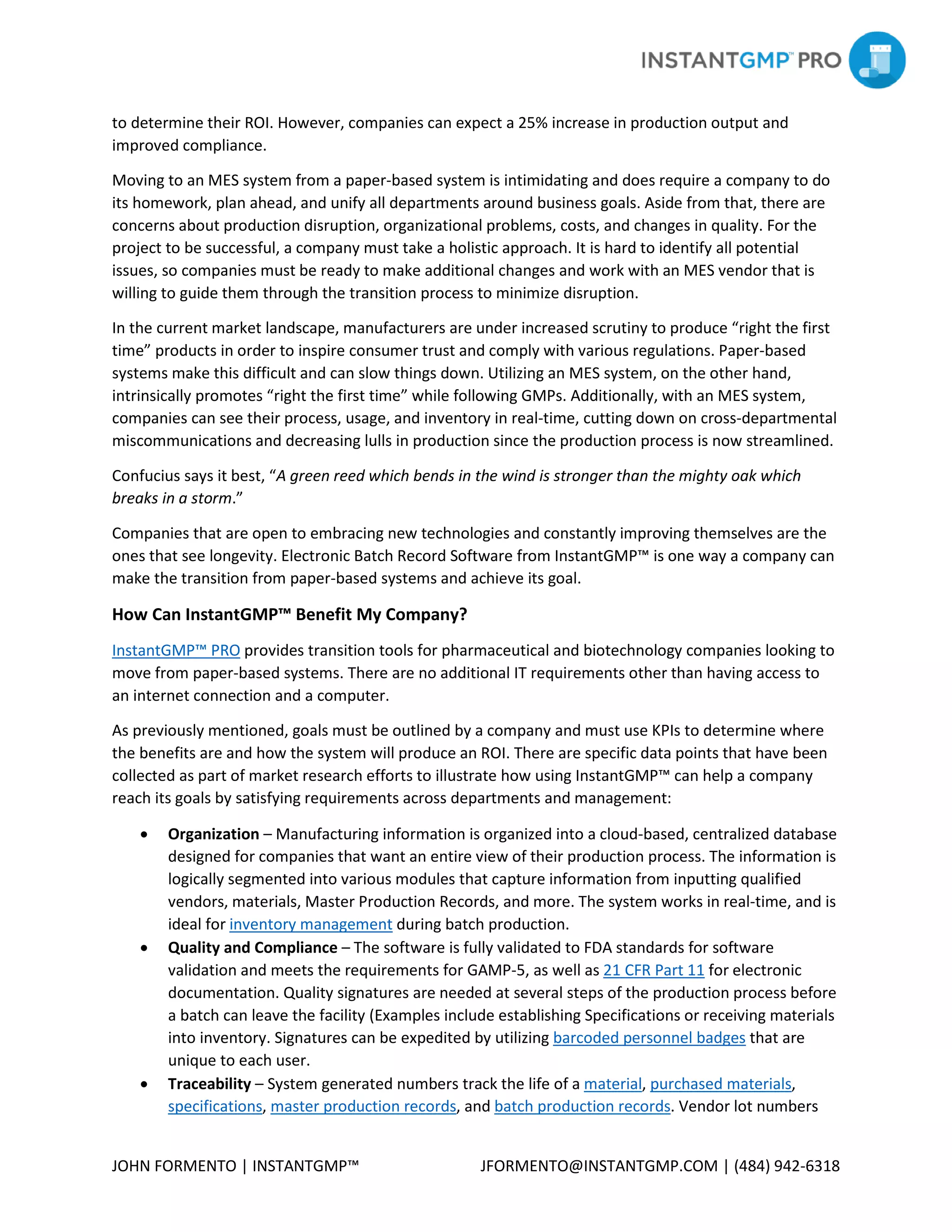 Moving From Paper-Based Systems to Electronic Batch Records ...