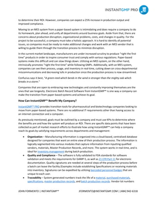 Moving From Paper-Based Systems to Electronic Batch Records ...