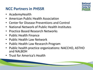 Moving PHSSR Foward as a National Coordinating Center | PPT