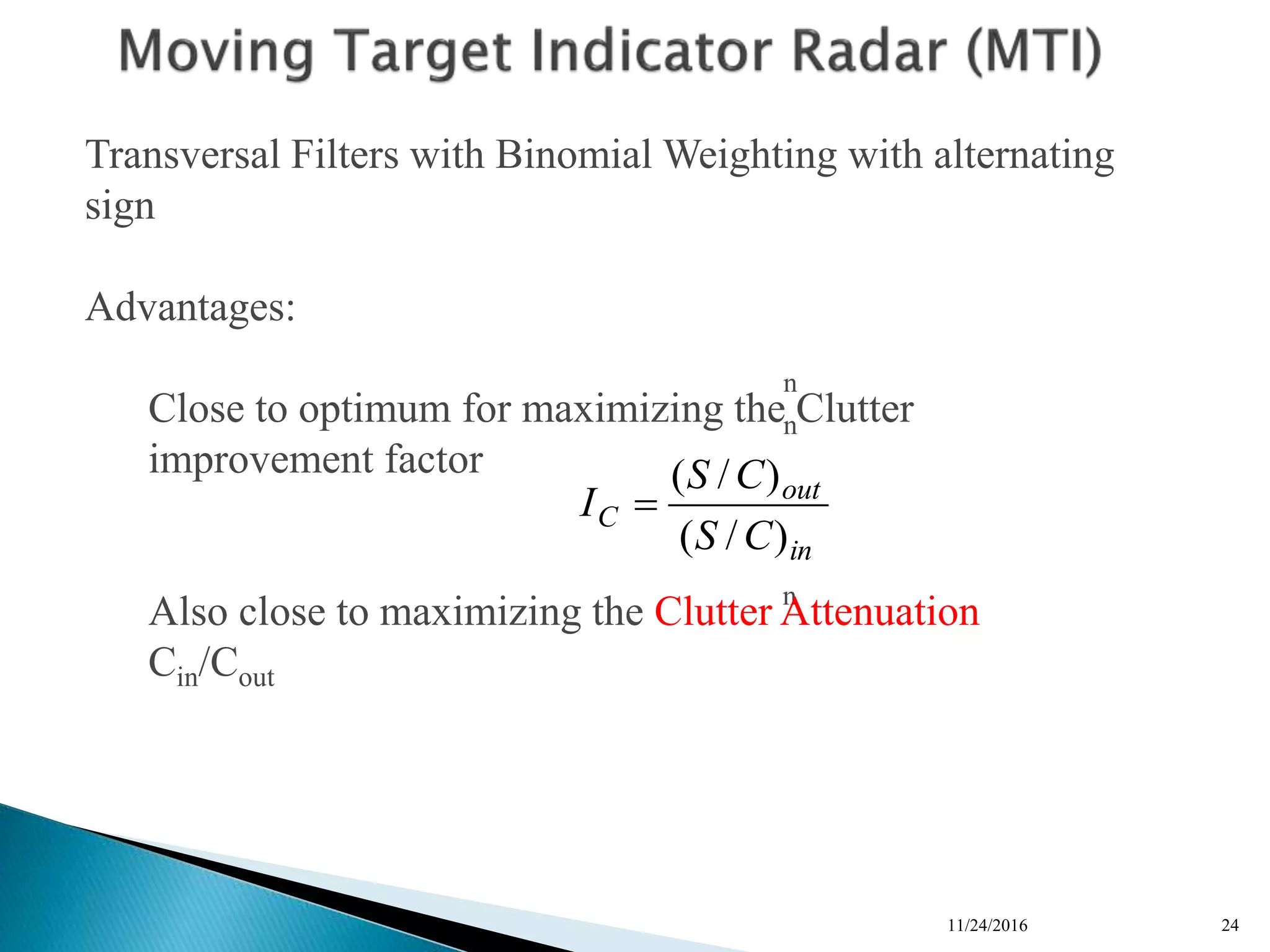 Moving Target Indicator Radar Mti Pptx Digital Audio Computer