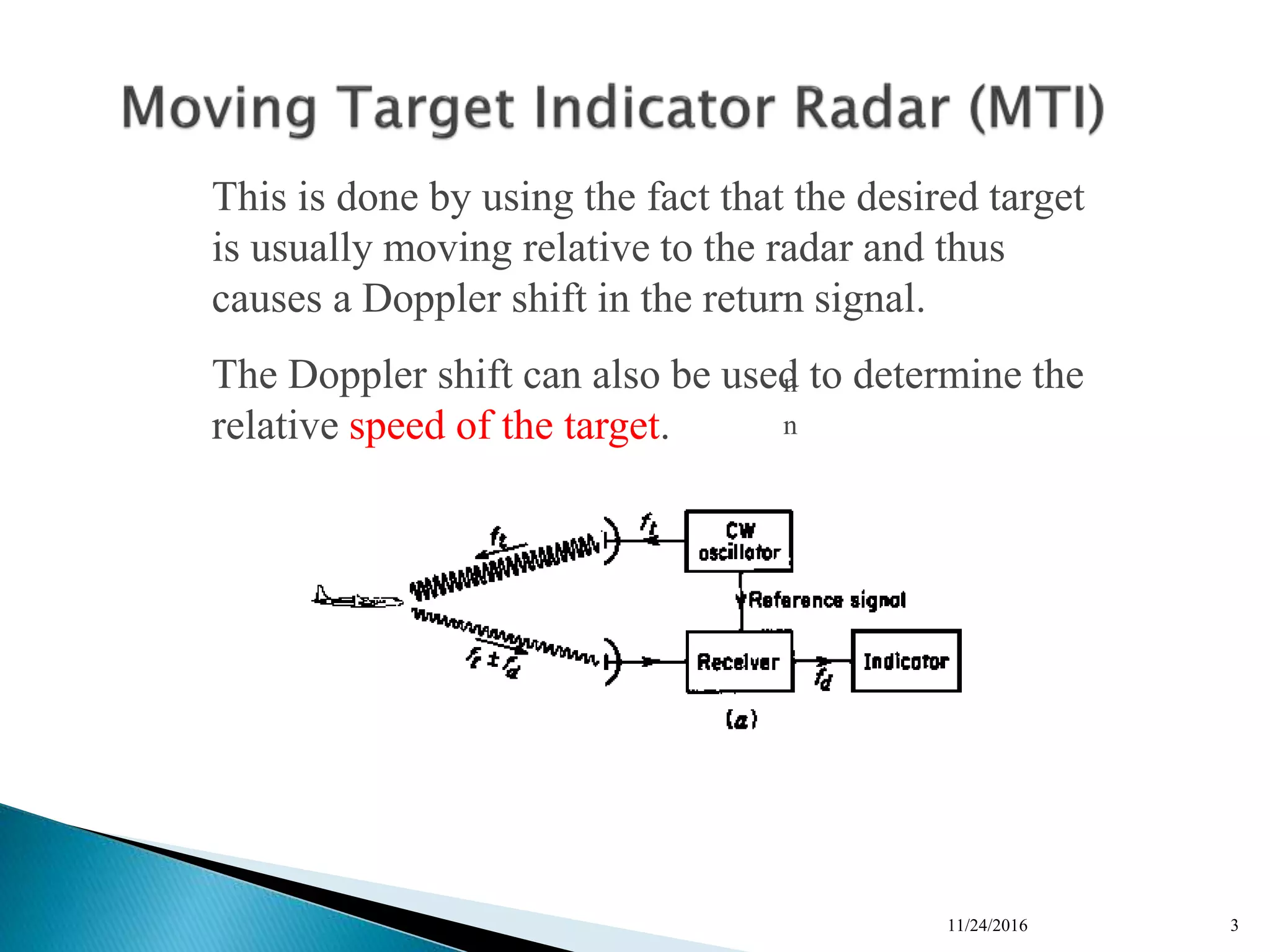 Moving Target Indicator Radar Mti Pptx Digital Audio Computer