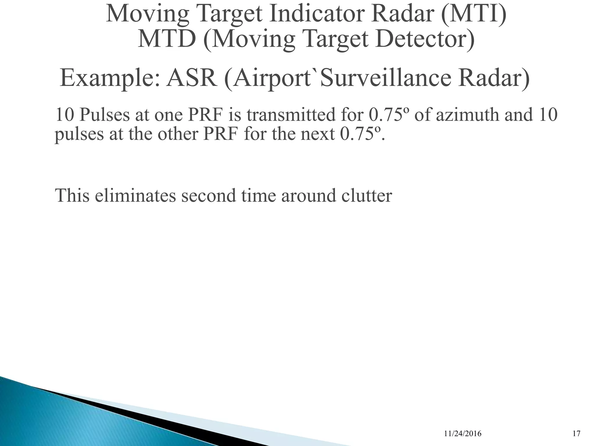 Moving Target Indicator Radar Mtipart2 Pptx Digital Audio Computer Software And Applications