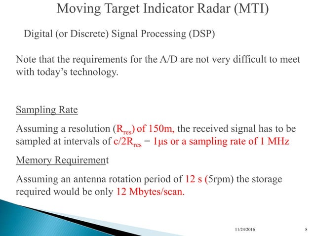 Moving Target Indicator Radar Mtipart2 Pptx Digital Audio