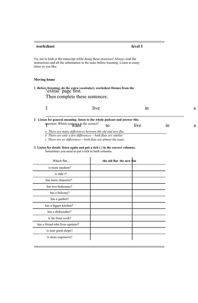 Moving worksheet | DOC