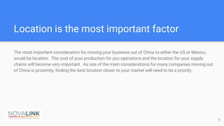 Moving Your Manufacturing Out of China | PPTX