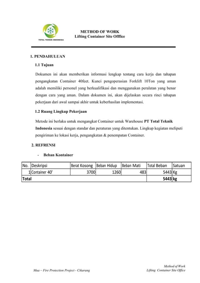 Method Of Work Unloading Container With Forklift.docx