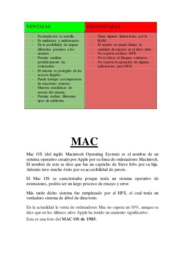 Ventajas Y Desventajas En Windows Linux Y Mac