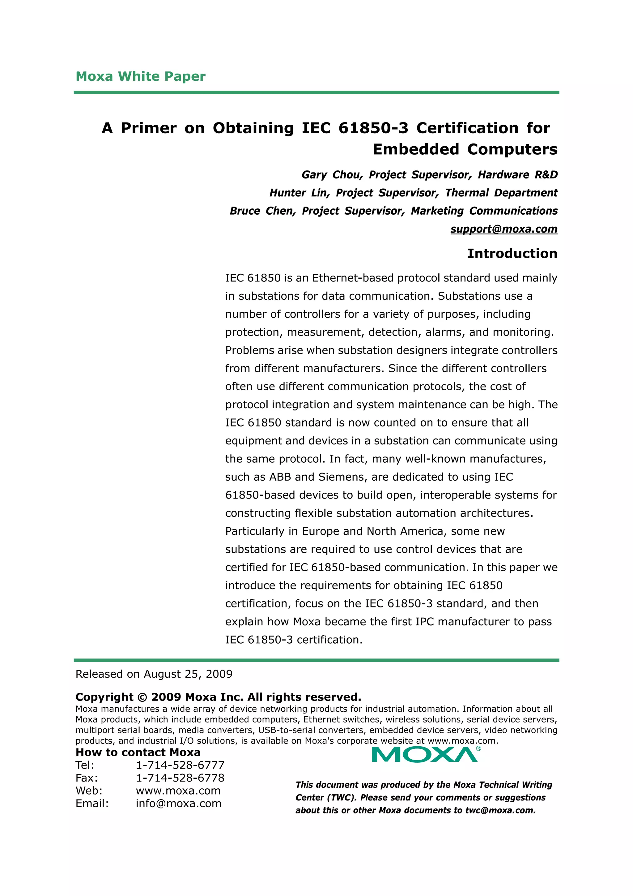 A Primer on Obtaining IEC 61850-3 Certification for Embedded Computers | PDF | Computer ...