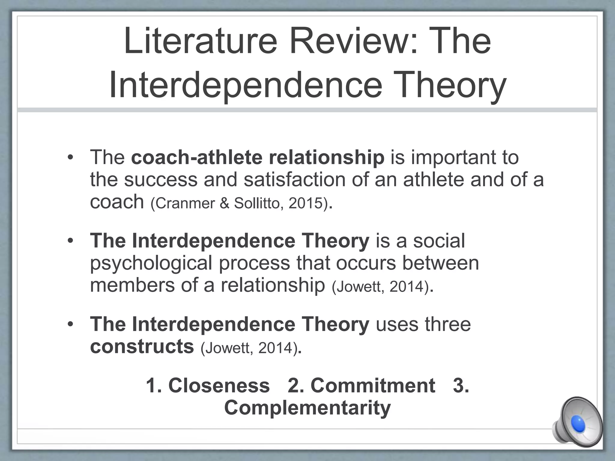 The Interdependence Theory and the Coach-Athlete Relationship by ...