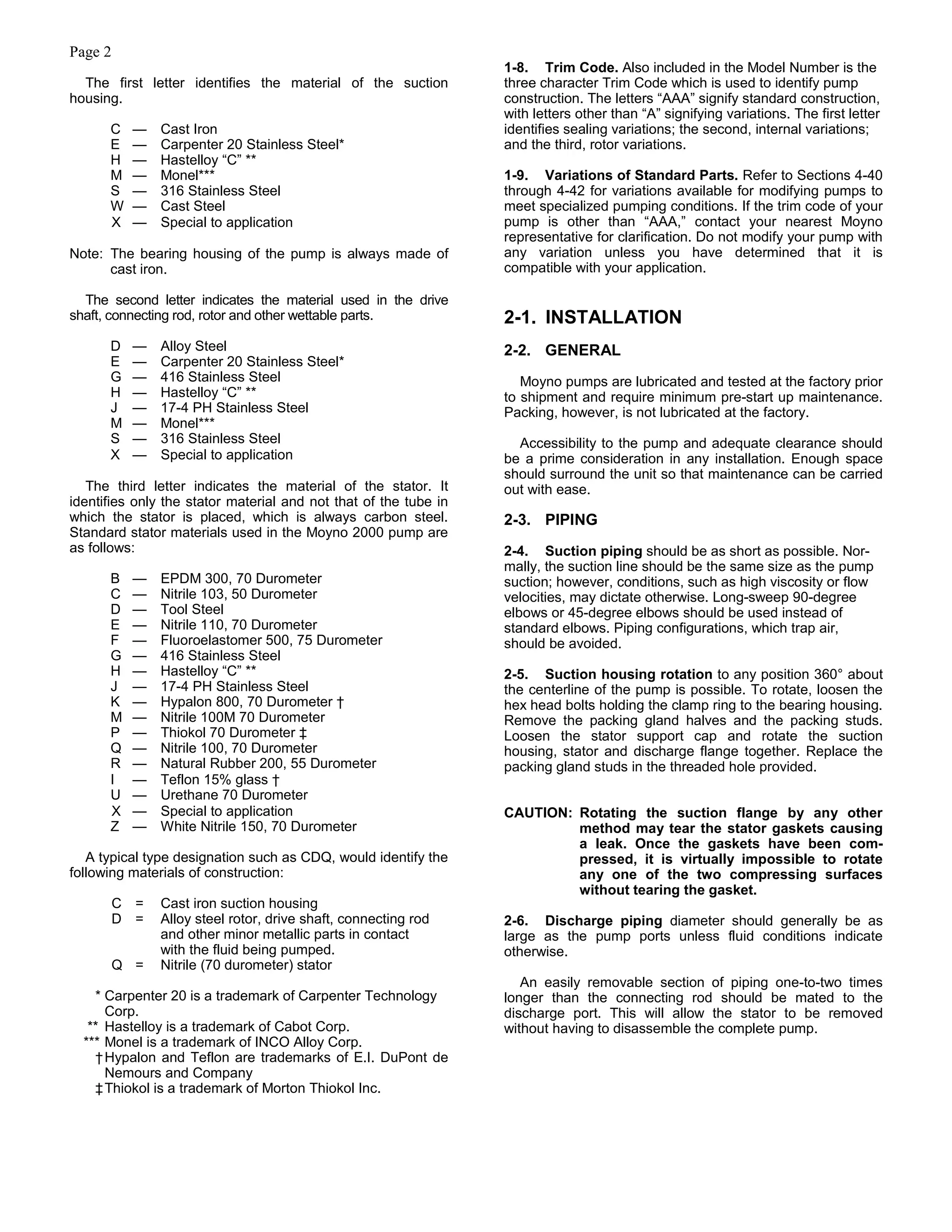 Moyno 2000 pumps service manual (g1) | PDF