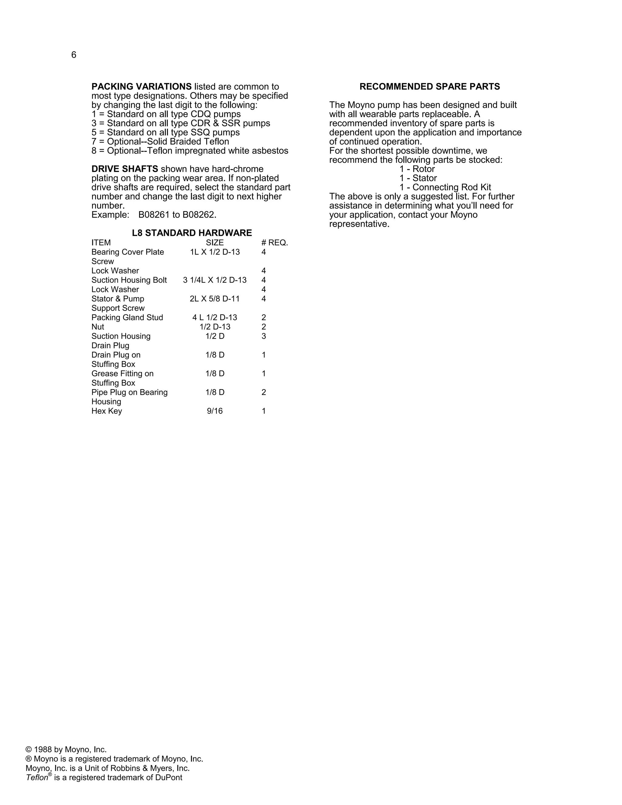 Moyno l8 drive end operations and assembly | PDF