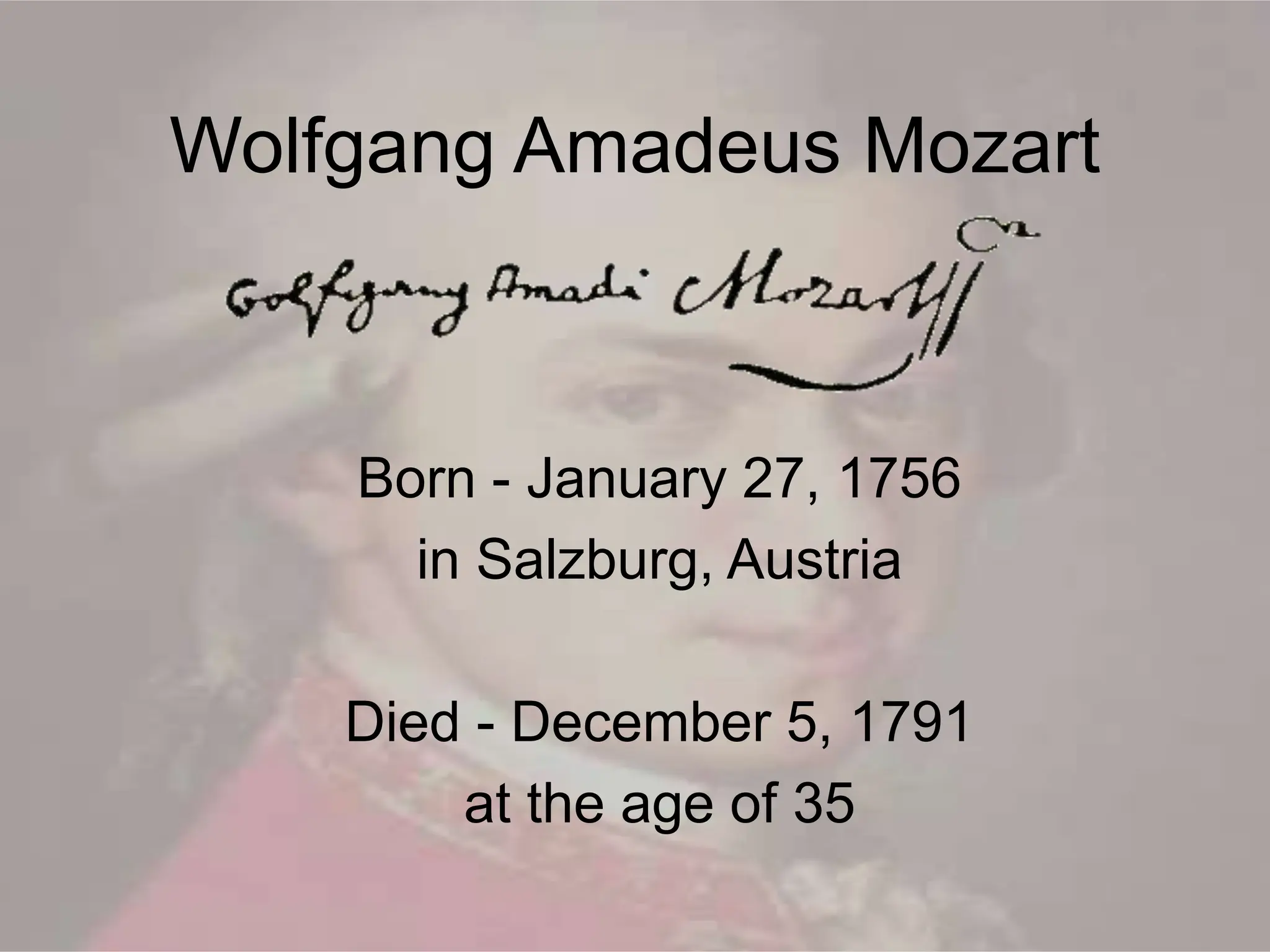 mozart life presentation art of music ppt | PPT