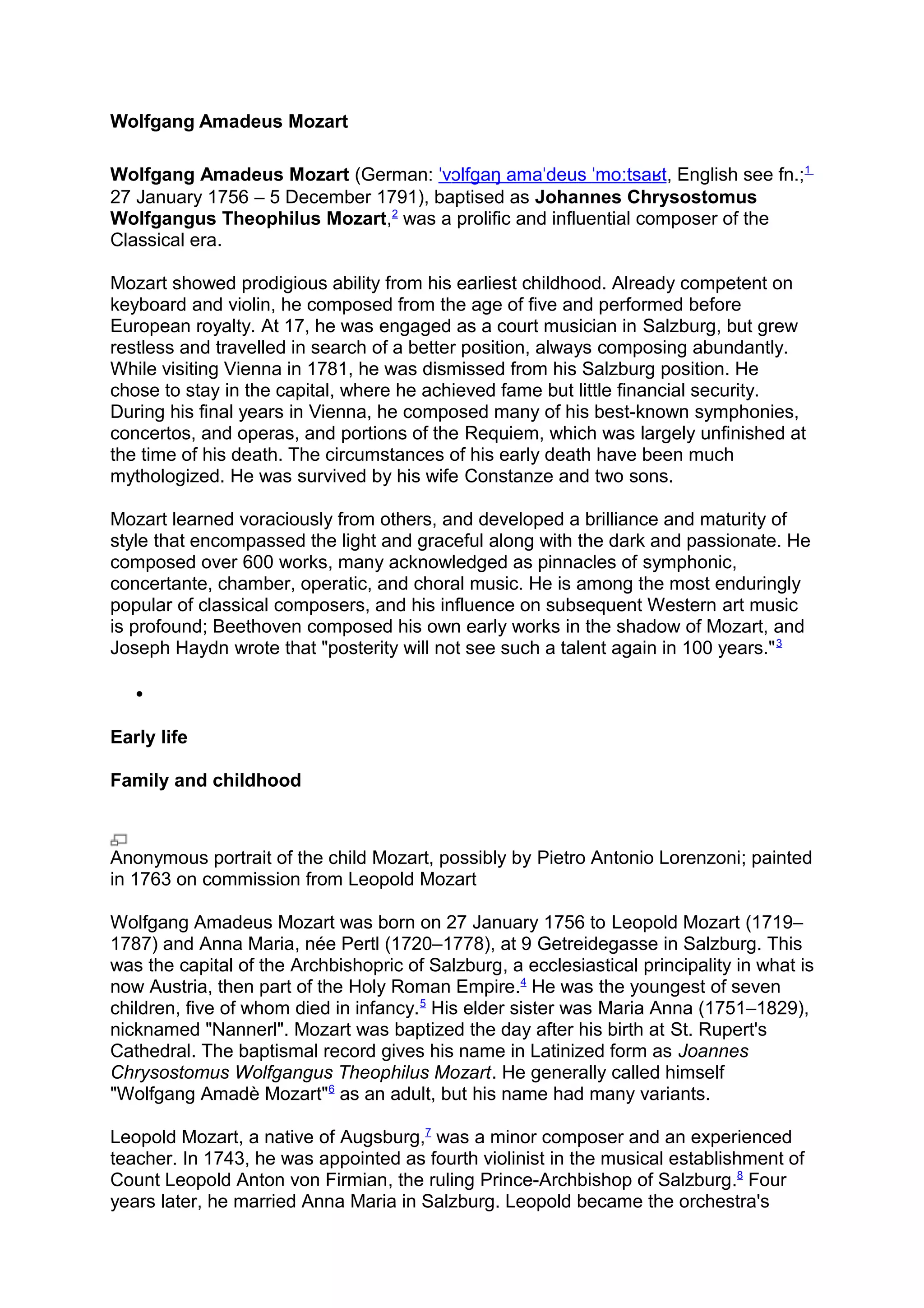 Wolfgang Amadeus Mozart | DOC