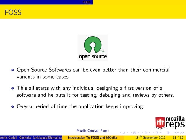 Introduction to Foss and Mozilla | PPT | Free Download