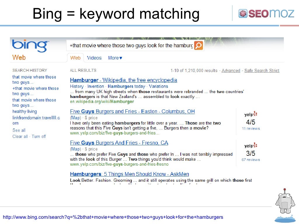 Bing = keyword matching http://www.bing.com/search?q=%2bthat+movie+wh…