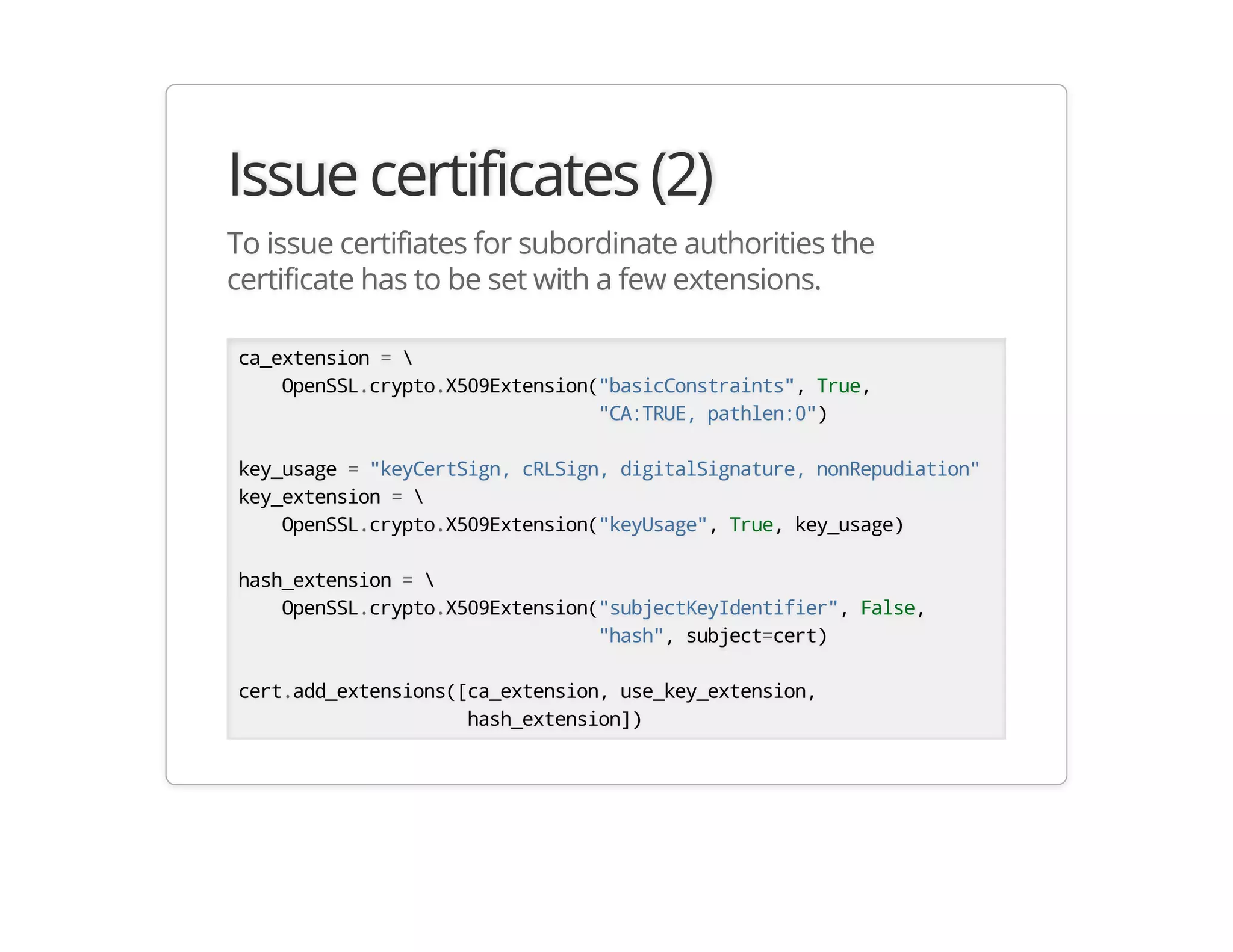 Issue certificates with PyOpenSSL | PPT