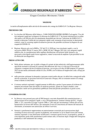 Mozione fts 09 _tamponi in parafarmacia | PDF