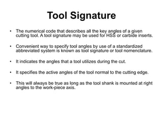 Tool Geometry & It’s Signature. | PPTX