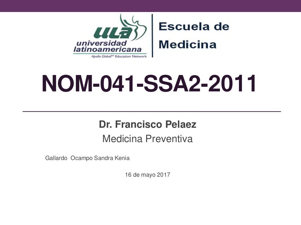 Nom 041 Norma Oficial Mexicana Para La Prevención Diagnóstico Trata…