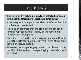 BRACKETING AND MATRIXING DESIGNS FOR STABILITY TESTING OF NEW DRUG ...