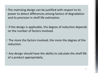 BRACKETING AND MATRIXING DESIGNS FOR STABILITY TESTING OF NEW DRUG ...