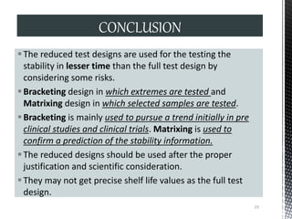 BRACKETING AND MATRIXING DESIGNS FOR STABILITY TESTING OF NEW DRUG ...
