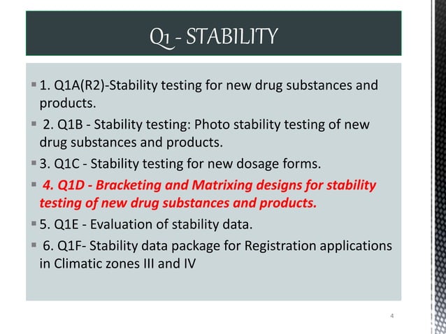 BRACKETING AND MATRIXING DESIGNS FOR STABILITY TESTING OF NEW DRUG ...