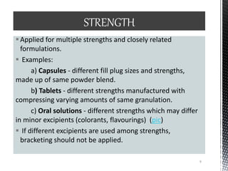BRACKETING AND MATRIXING DESIGNS FOR STABILITY TESTING OF NEW DRUG ...