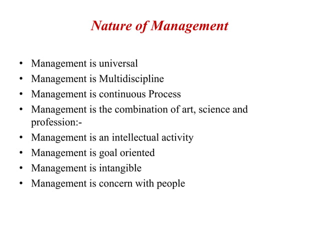 Nature of Management in Principle of Management.pptx | Business | Business and Finance