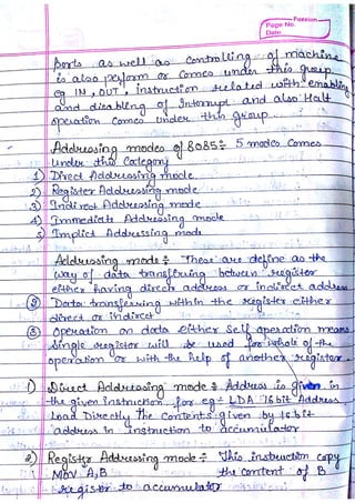 Microprocessor Number system, 8085 Architecture and addressing modes | PDF