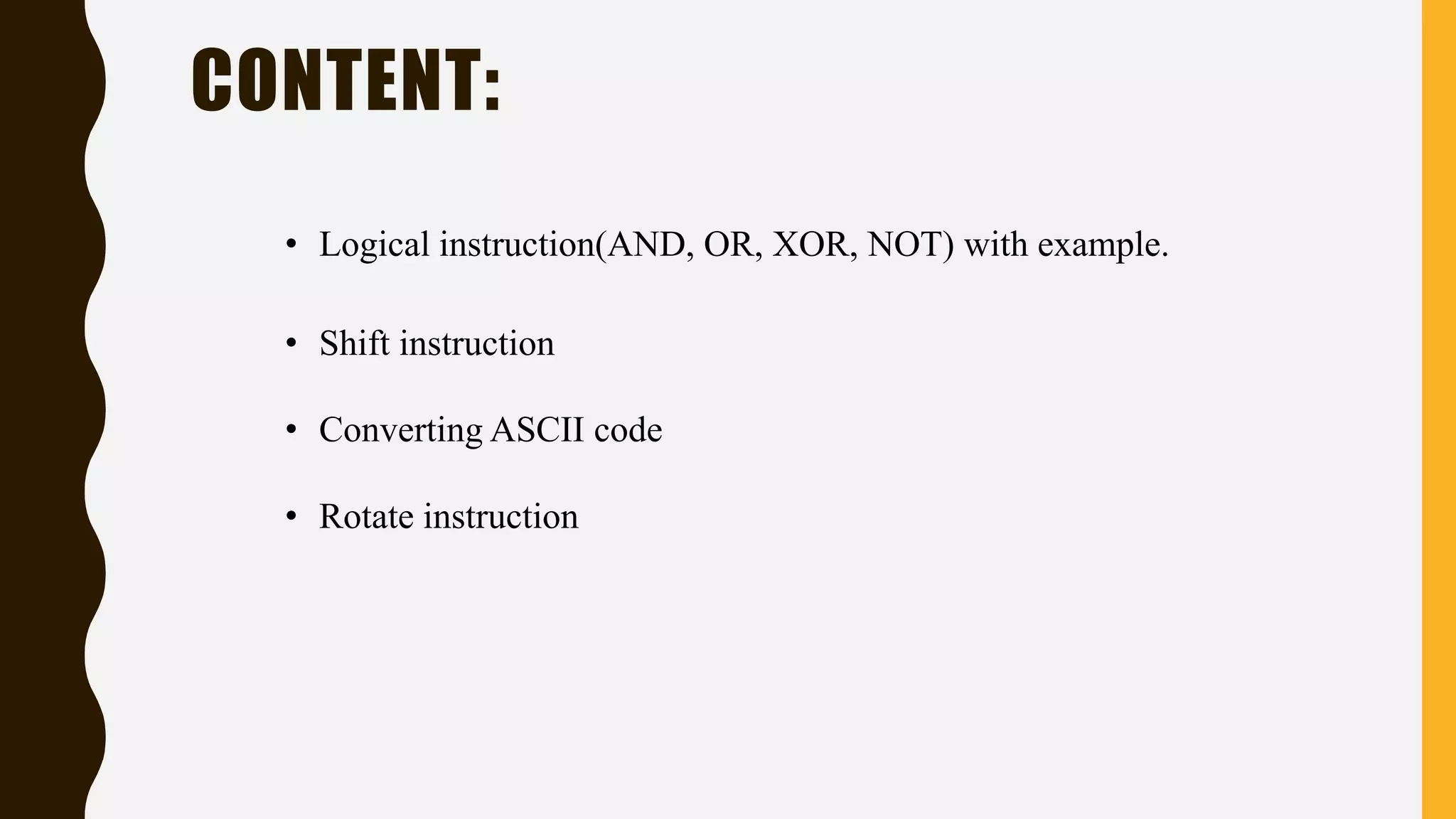 Logical Shift And Rotate Instruction Pptx Programming Languages