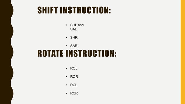 Logical, Shift, and Rotate Instruction | PPTX | Programming Languages | Computing